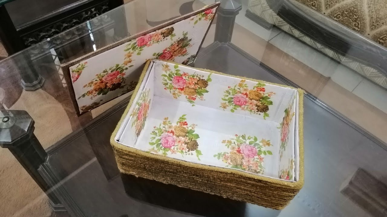 How To Decoupage a Shoe Box | Shoe Box Craft Idea|Best Out of Waste ...
