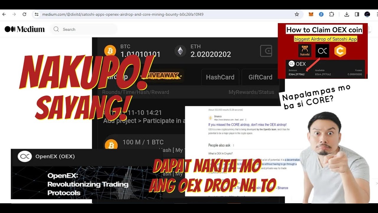 PALDO NANAMAN TAYO SA AIRDROP NI OEX (IF YOU MISS CORE) PAGKAKATAON MO BUMAWI DITO - YouTube