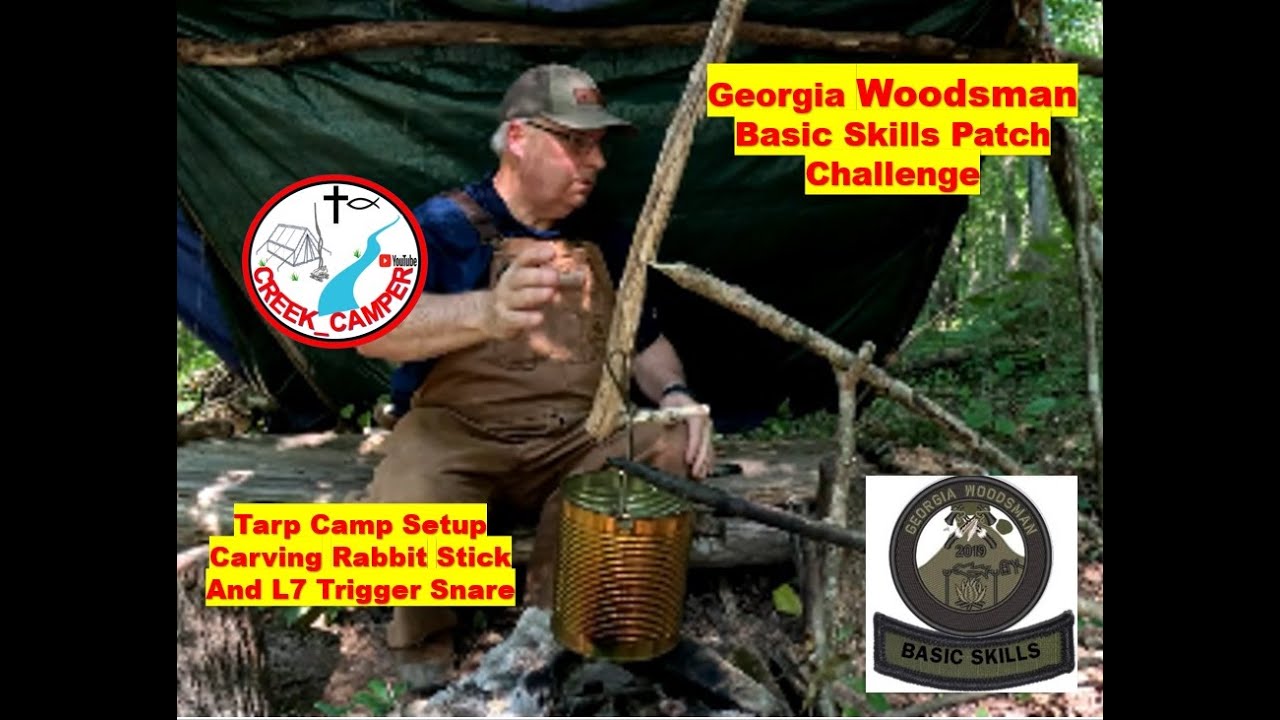 Georgia Woodsman Basic Skill Patch Challenge Tarp Setup Carving Rabbit ...