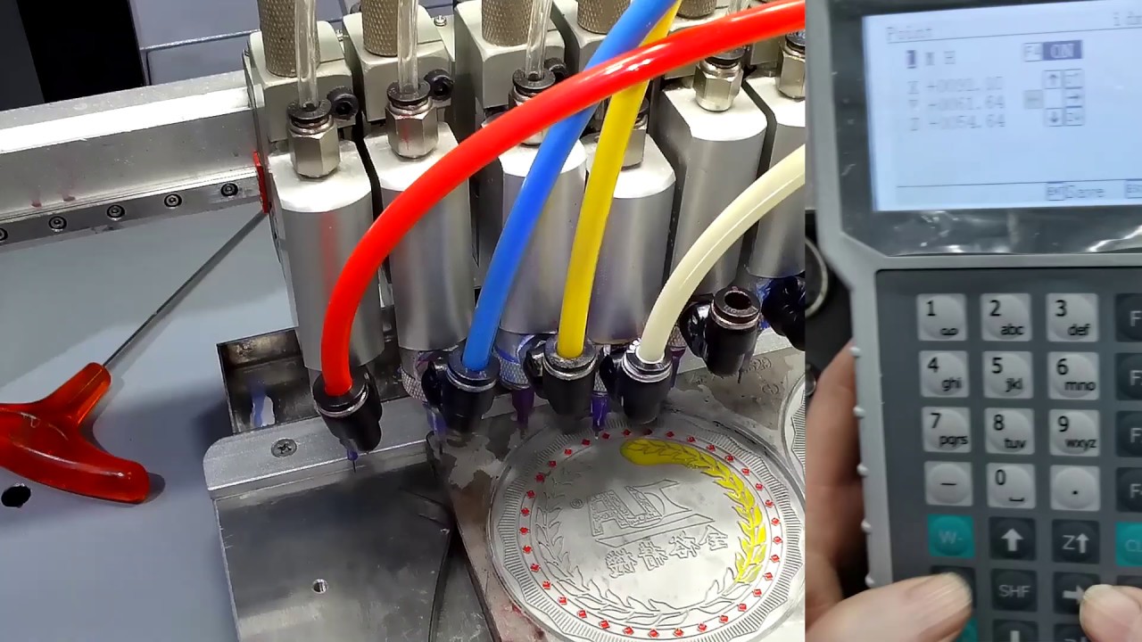 Dispensing machine teaching, teaching box programming - YouTube