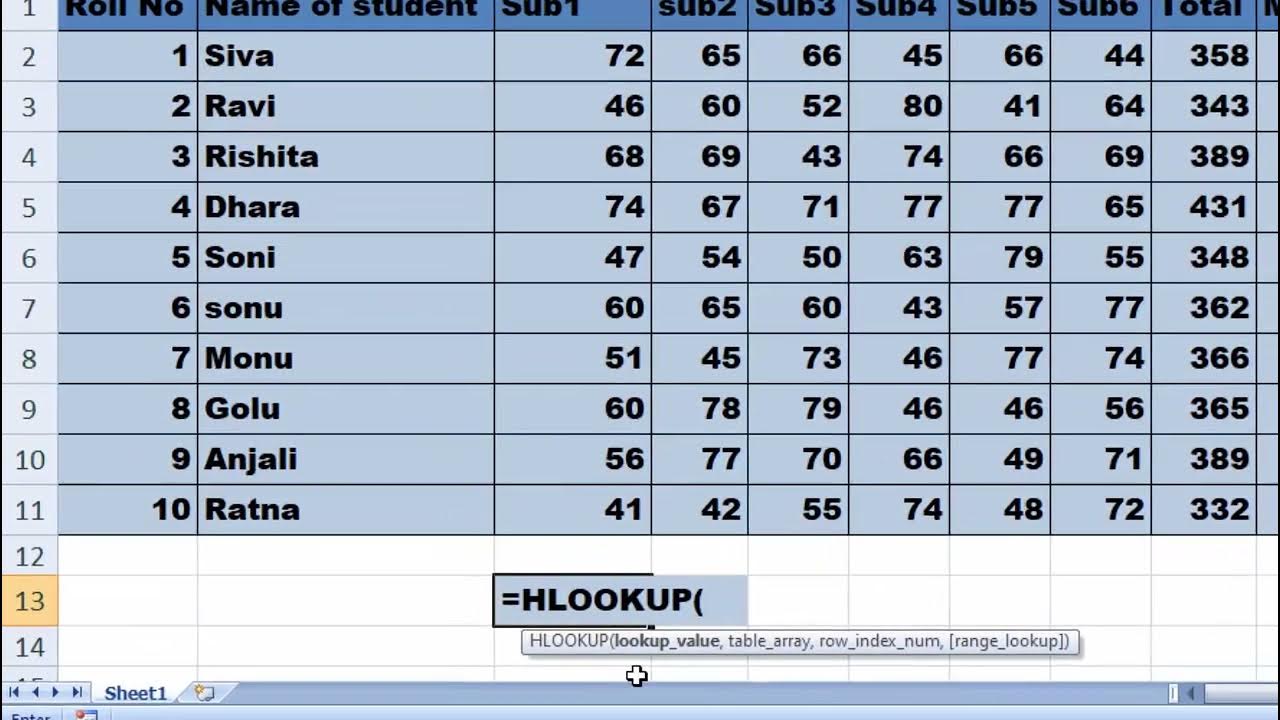 Hlookup and filter in Ms Excel@COMPUTEREXCELSOLUTION - YouTube