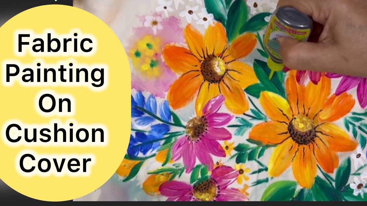 How to do Fabric Painting / Acrylic Flower Painting On Cloth / Full ...