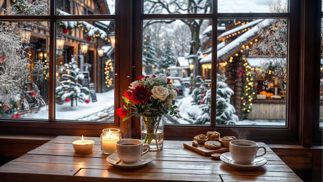 Snowy Coffee Shop Atmosphere ☃️ Cozy Winter Sounds for Study ...