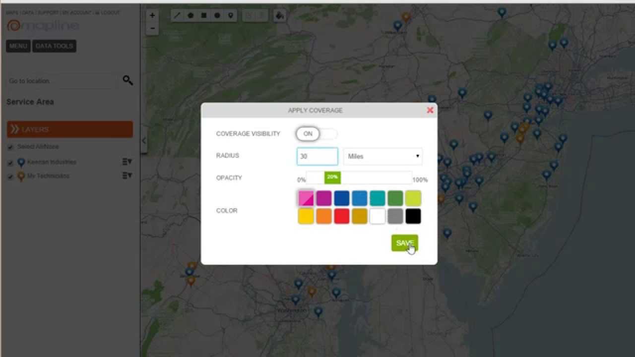 How to Show your Service Area with Mapline - YouTube
