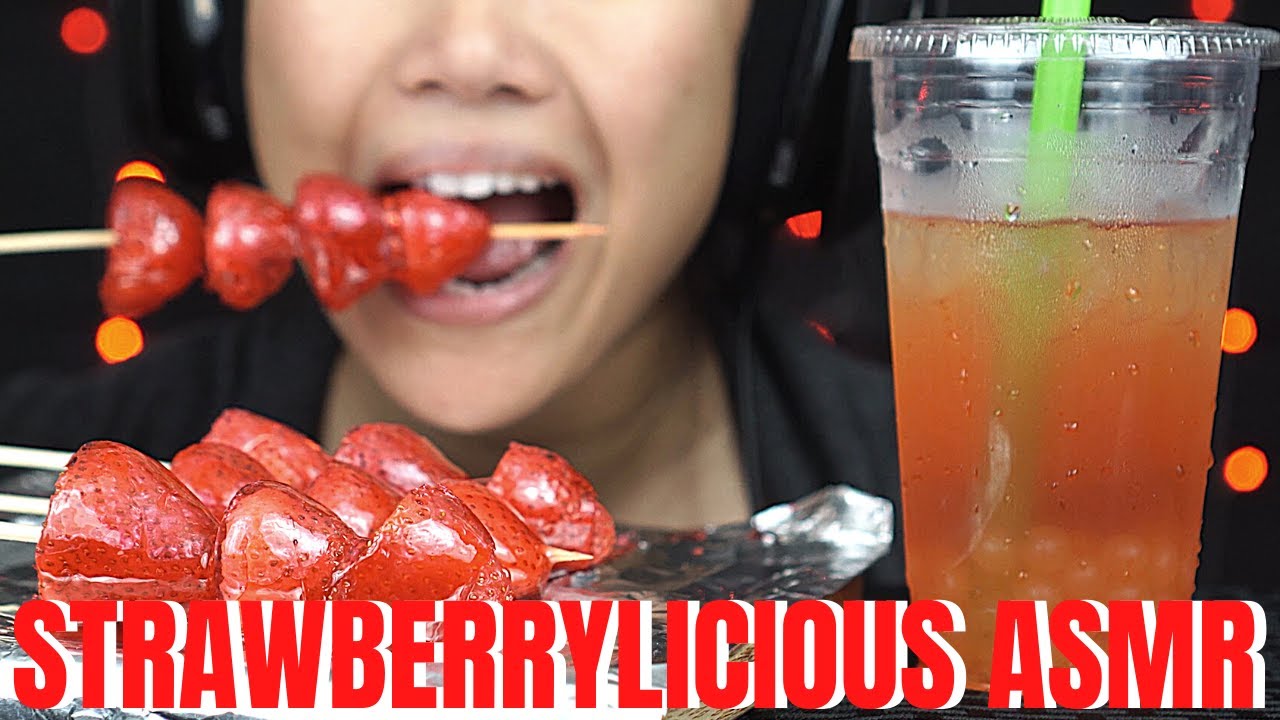 Strawberrylicious ASMR - cooking & food sounds, candied strawberries ...