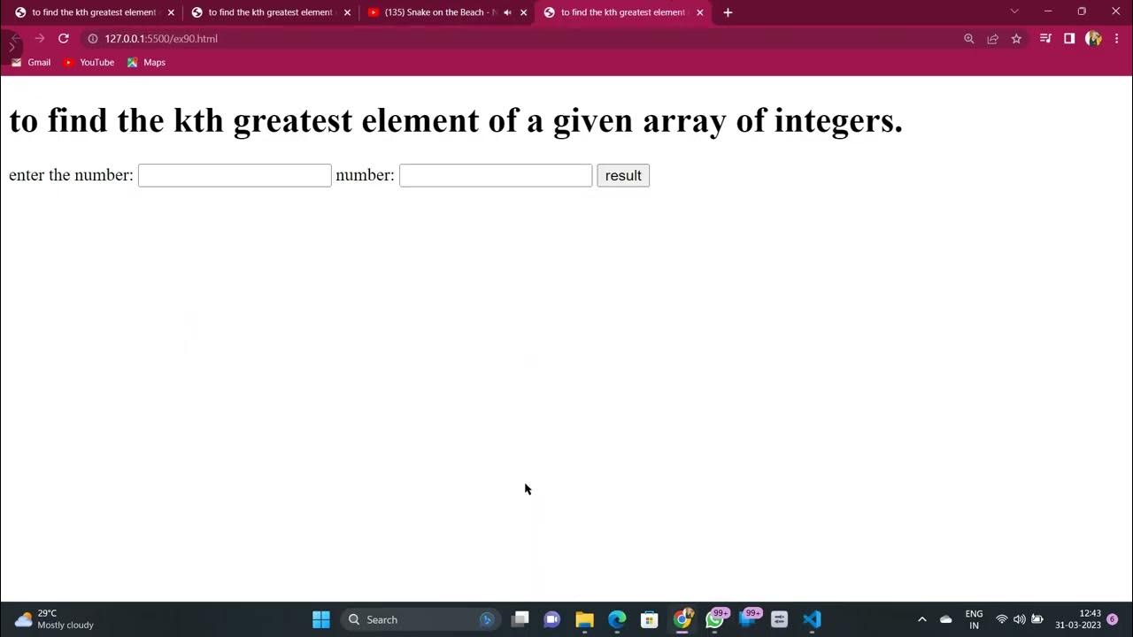 Javascript to find the kth greatest element of a given array of ...