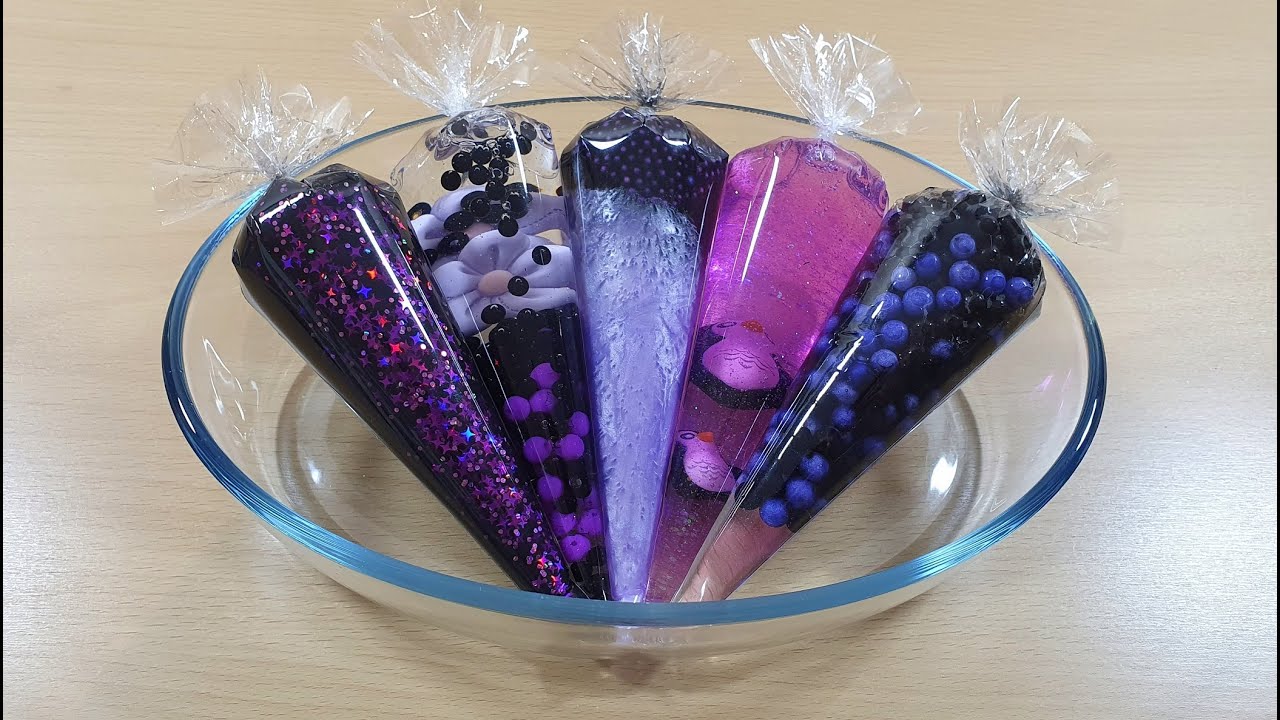Making Black Slime With Piping Bags | Satisfying | Relaxing Black Slime ...