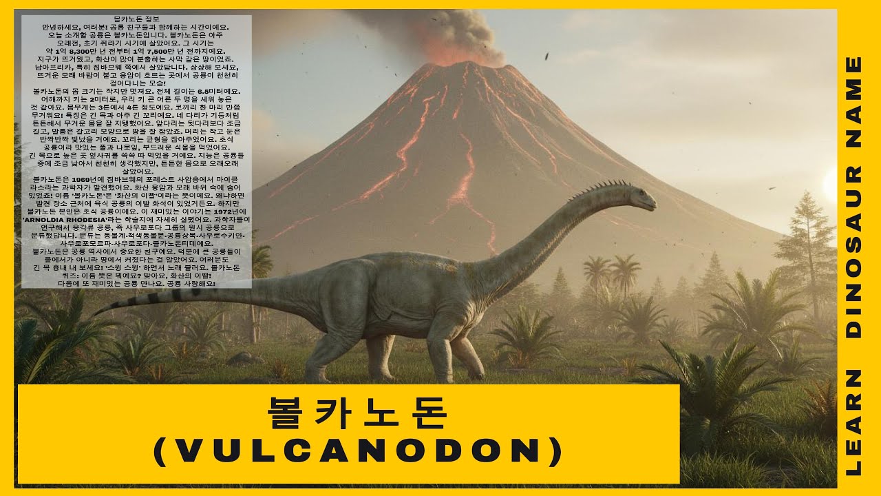 타임머신타고 공룡 친구만나러ㅡ볼카노돈(Vulcanodon)# 용각류 동요 # 볼카노돈# 쥐라기 초기# 어린이동요 #키즈 # 정보 ...