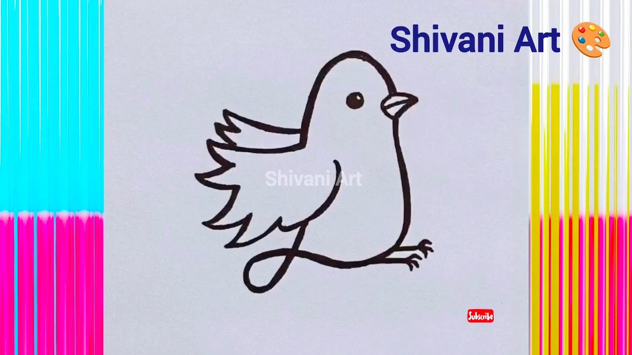 How to draw a Cute Bird Easy for Kids-Very Easy ll Bird drawing easy ...