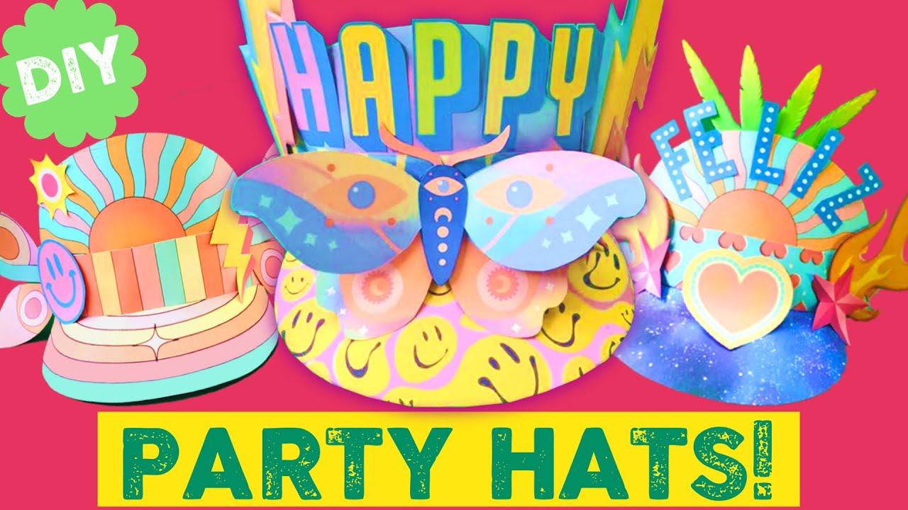 DIY Party hat video tutorial. Printable template to make a fun paper ...