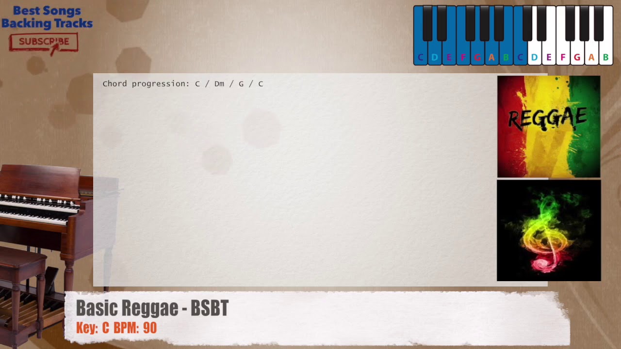 🎹 Basic Reggae in C Piano Backing Track with chords - YouTube