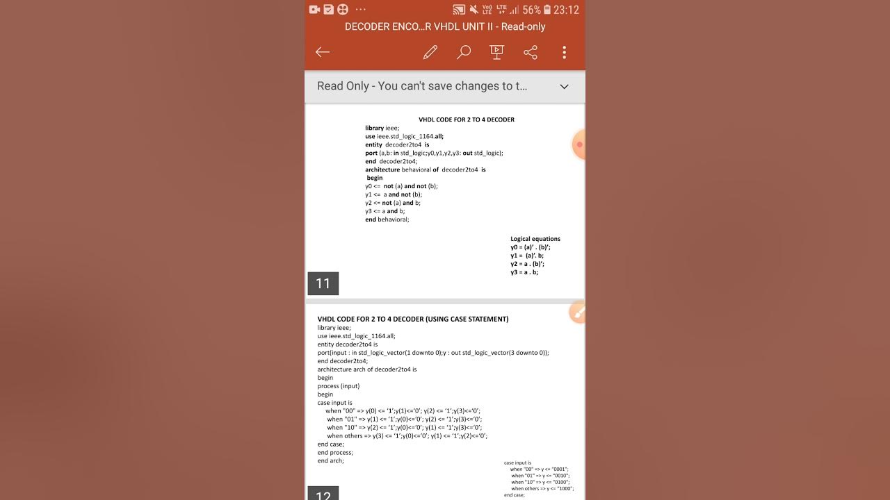 2 to 4 decoder VHDL - YouTube