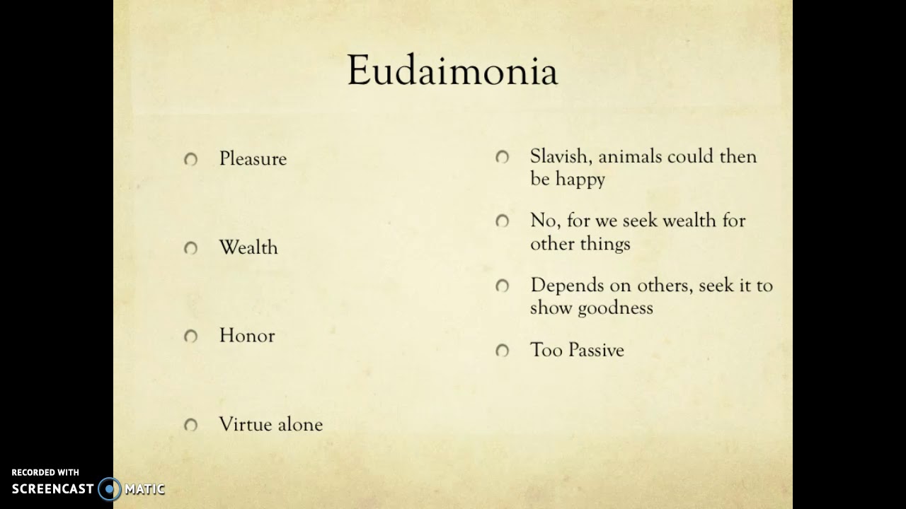 Nichomachean Ethics Lecture 2: Eudaimonia - YouTube