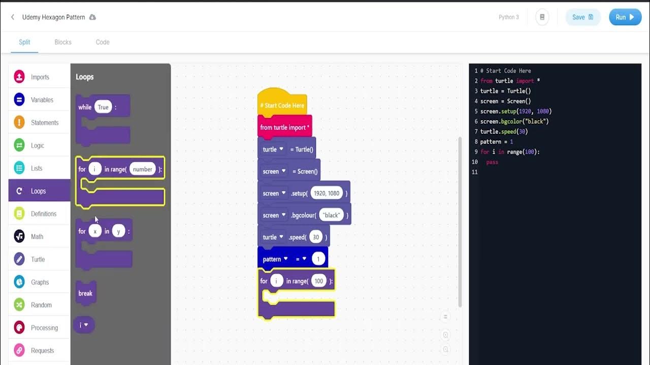 Coding Made Easy: Creating A Hexagon Pattern In Block Scripting and Python - YouTube