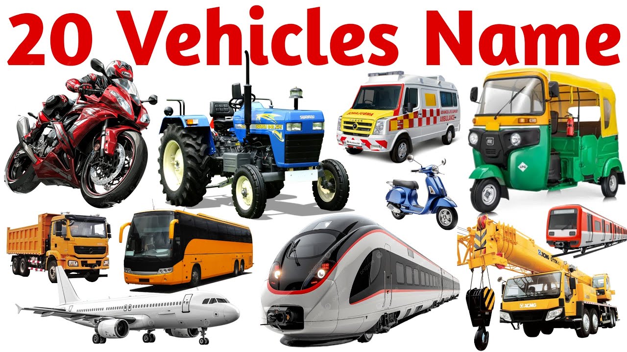 Learn 20 Vehicle Names for Kids | Fun Transport Learning Video for ...