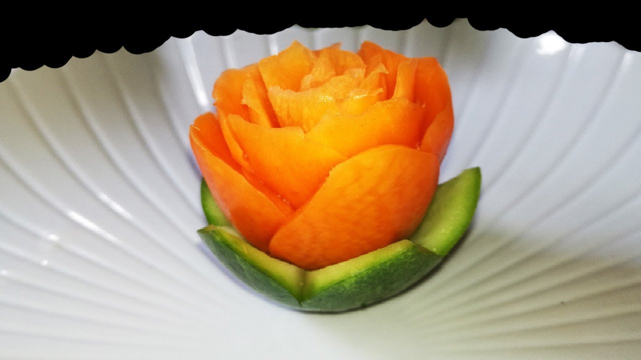 How To Carved Carrot Vegetable In Rose Flower - Vegetable Carving Idea ...