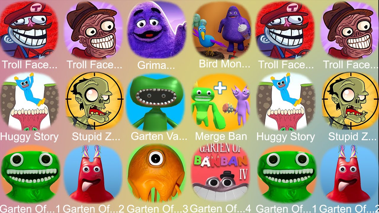 Trollface Games,Grimace Monster,Bird Monster life Challenge,Huggy Story ...
