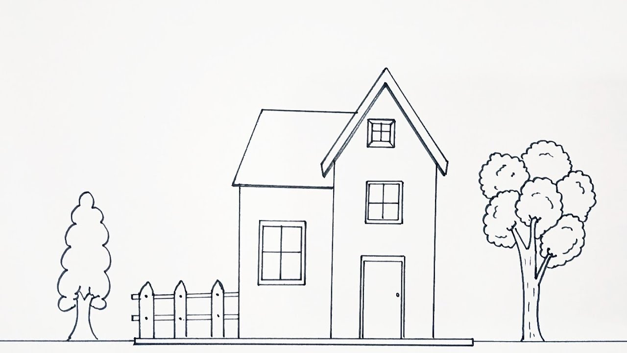 How to draw a house/esay house draw/step by step house drawing/The ...