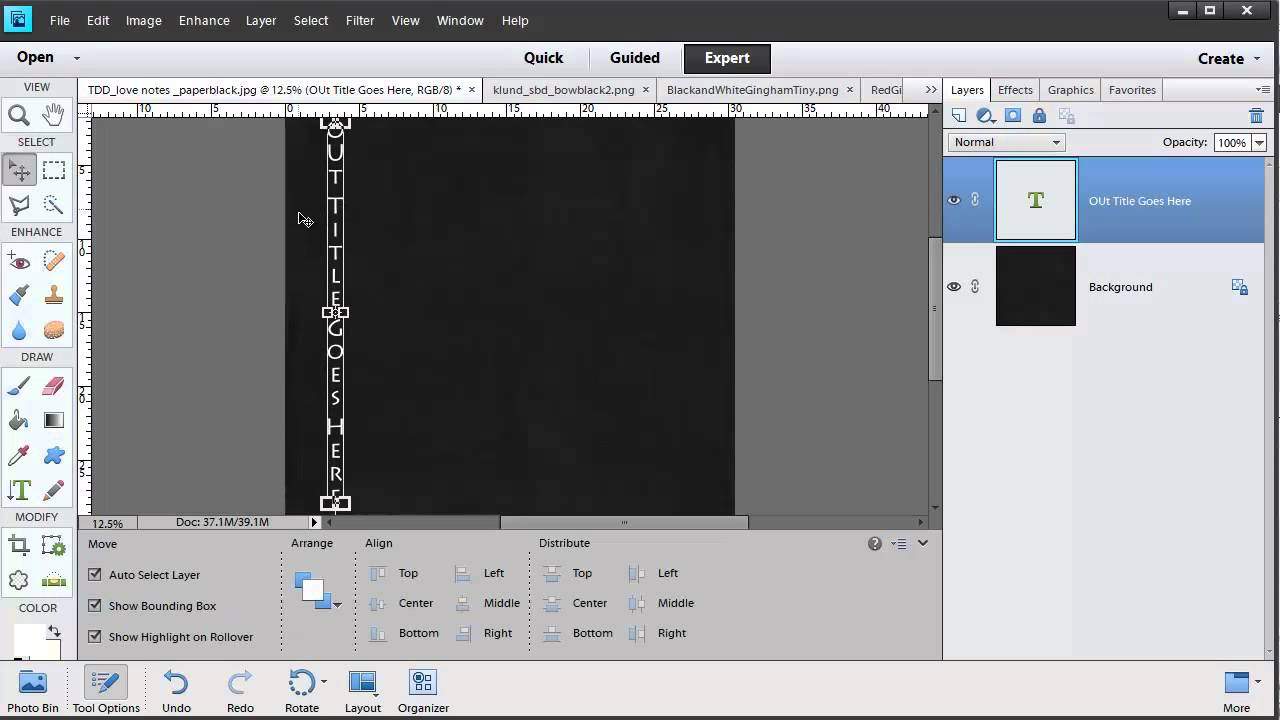 Create a Vertical title using the Photoshop Elements type tool - YouTube