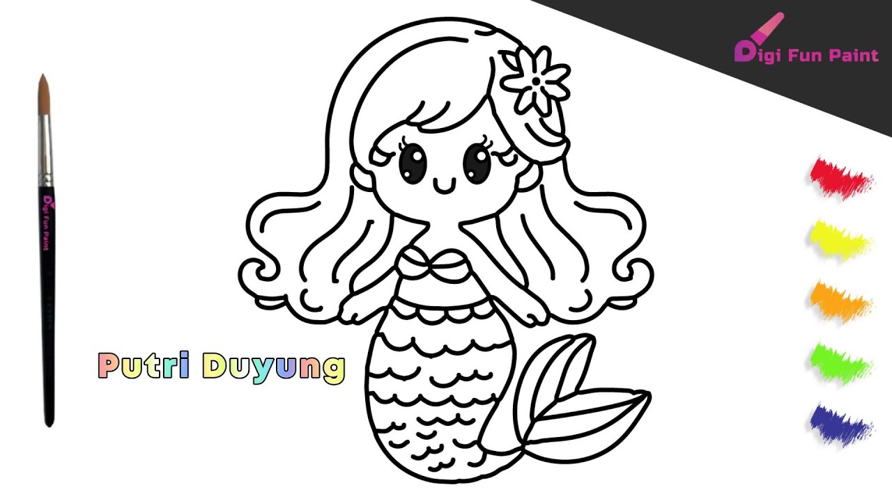 Menggambar Putri Duyung | Cara mewarnai simpel dan mudah - YouTube