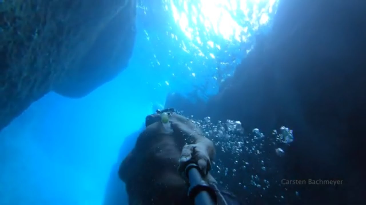 Free diving in an underwater cave in Skiathos 4K - YouTube