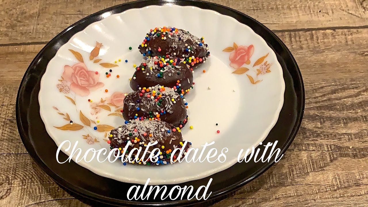 Chocolate dates with almond | chocolate coated dates with almond - YouTube