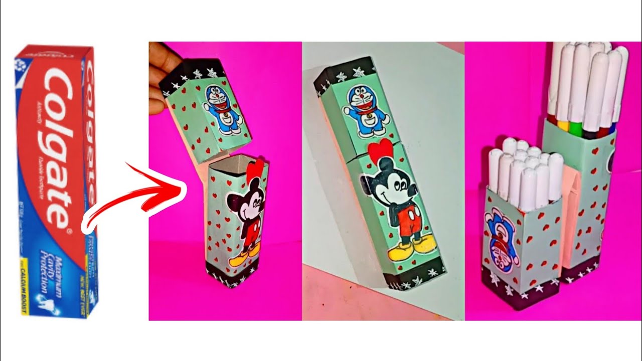 how to make pencil box from waste materials/ pencil holder/ diy pencil ...