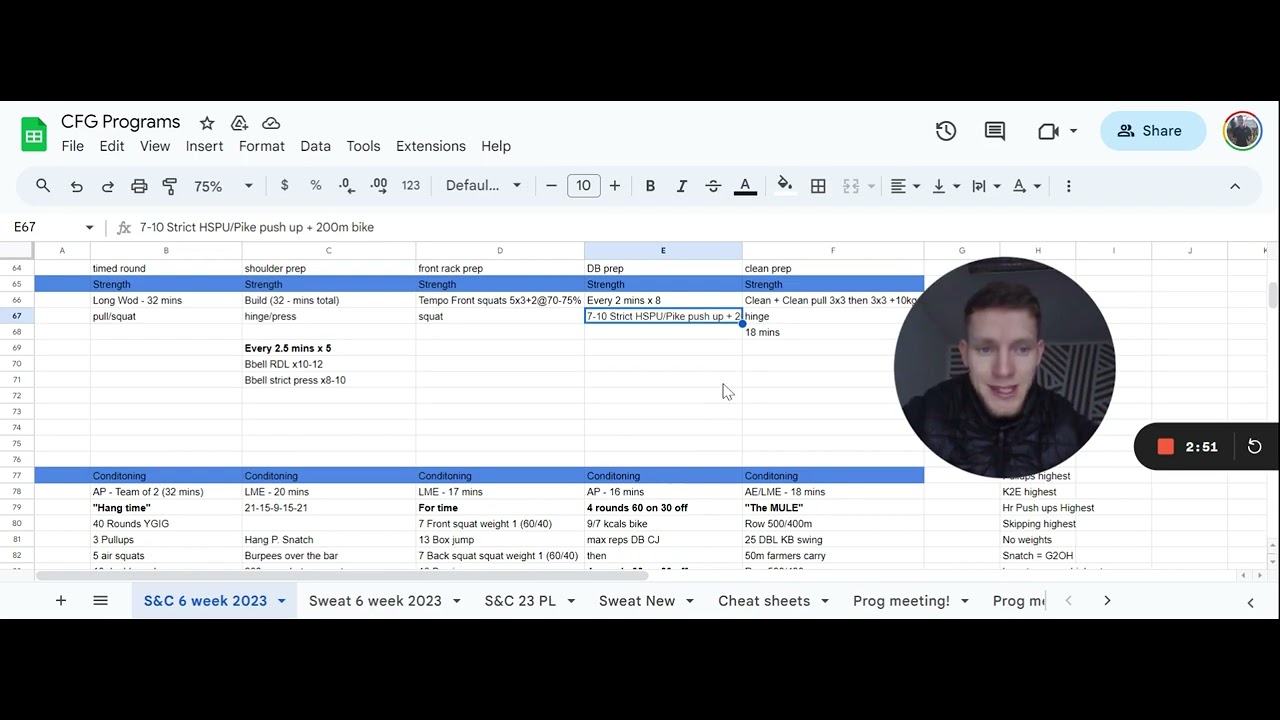 CFG Programs Google Sheets 24 November 2023 - YouTube