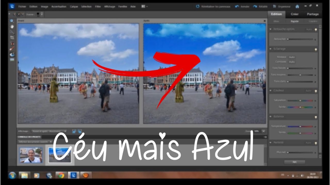 Photoshop Elements - Efeito céus mais azul - YouTube