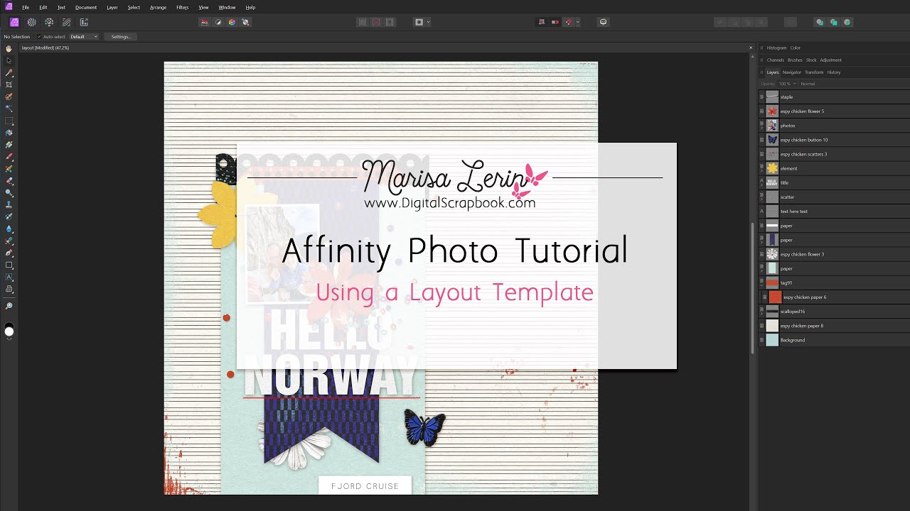 Digital Scrapbooking Affinity Photo Tutorial - How To Use A Layout ...