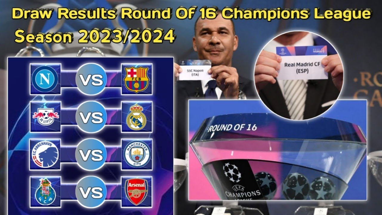 Draw Results Round Of 16 Champions League Season 2023/2024 - YouTube