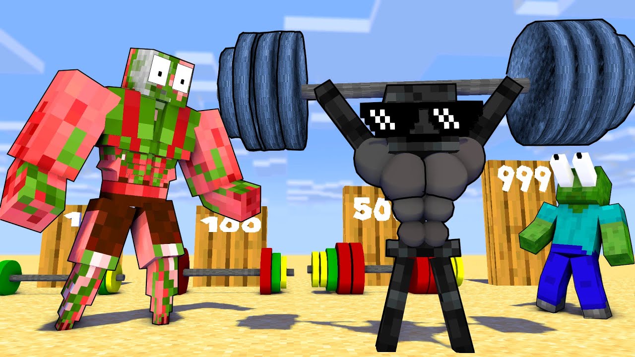 Minecraft Mobs : WHO IS THE STRONGEST & FITNESS CHALLENGE - Minecraft ...