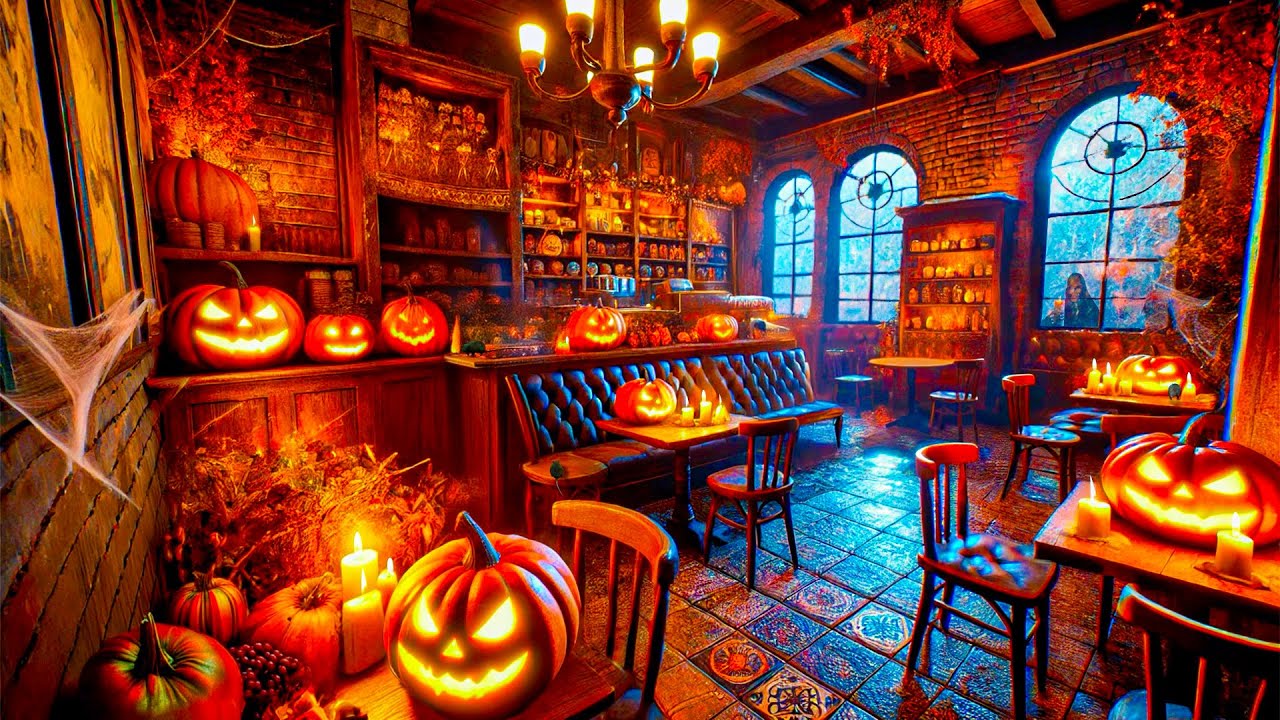 Spooky Halloween Coffee Shop 👻 Relaxing Halloween Music 🎃 Halloween ...