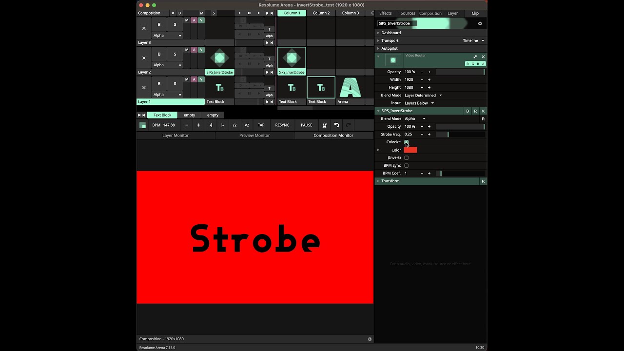 [Resolume plugin] InvertStrobe (made with Wire) - YouTube