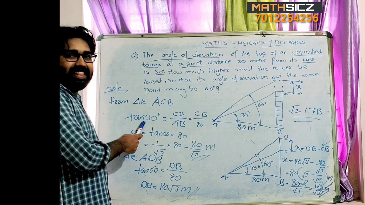 ICSE,CLASS10th,MATHS, HEIGHTS AND DISTANCES,PART 3 - YouTube