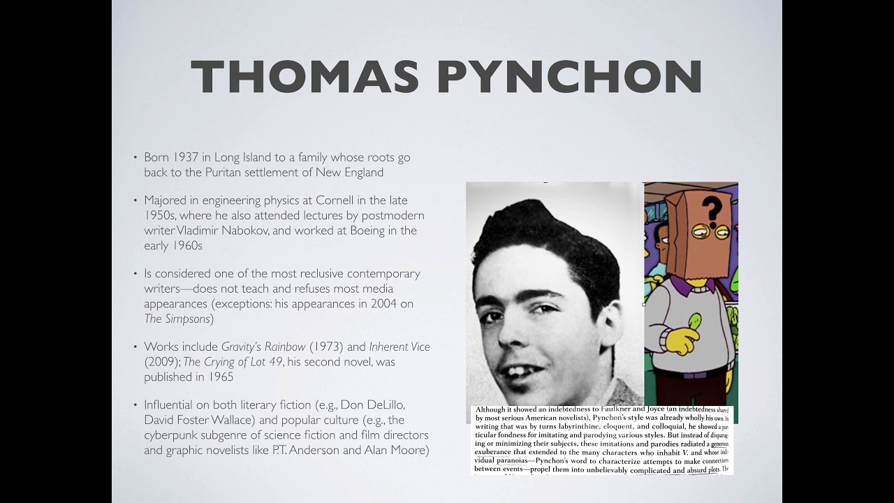 A Lecture on Thomas Pynchon's "Entropy" - YouTube