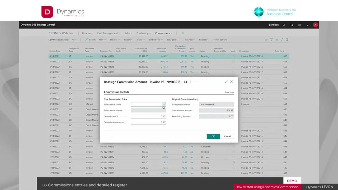 iDynamics Commissions: EDIT AND REASSIGN COMMISSION AMOUNTS - YouTube