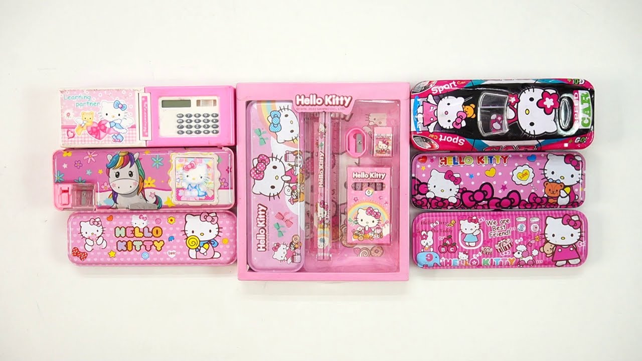 Hello kitty stationery collection 🥳 geometry, pencil box, sharpener ...