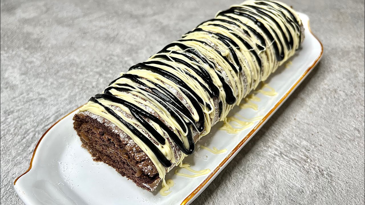Pambıq kimi Şokoladlı Rulet🍫Çatlamayan Rulet resepti - YouTube