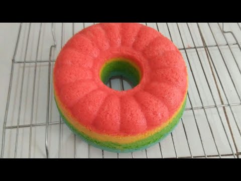 Resep rainbow cake 3 telur | lembut empuk