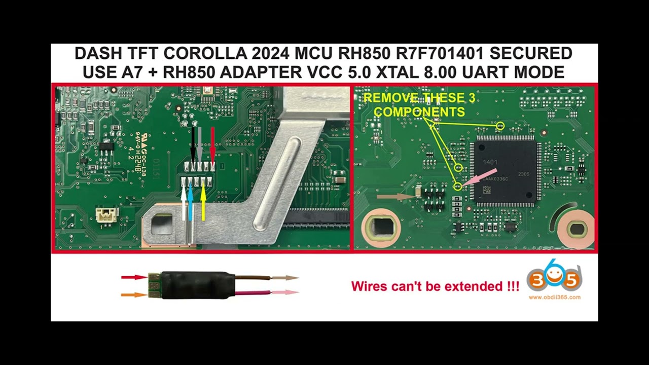 Toyota Corolla Dashboard RH850 R7F701442 Pinout to CG100 X tool UPA ...