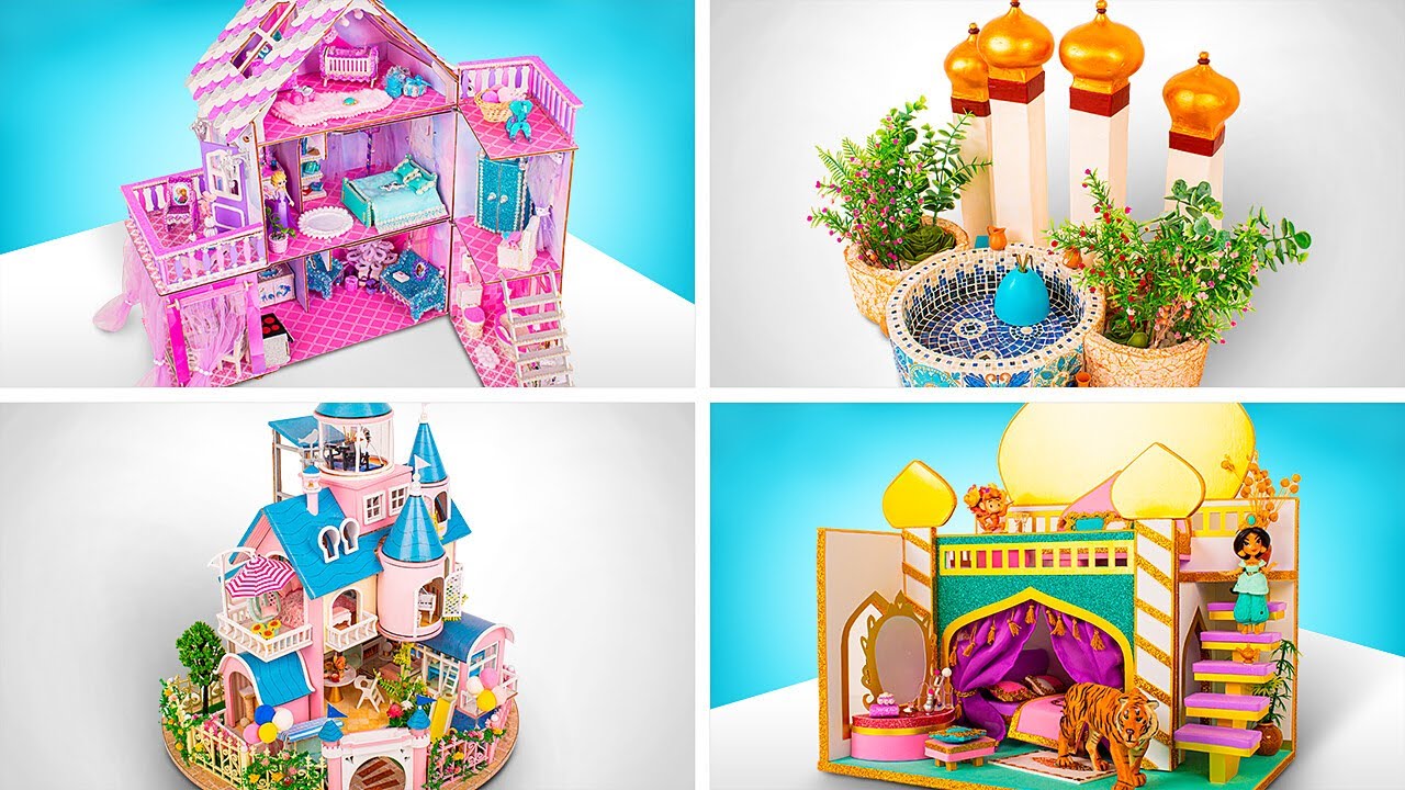 4 AMAZING DOLLHOUSE CRAFTS! 🏰 Princess Palace DIY - YouTube