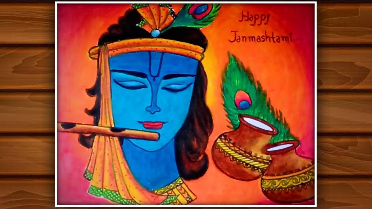 Janmashtami special drawing / Easy Krishna drawing / How to draw Lord ...