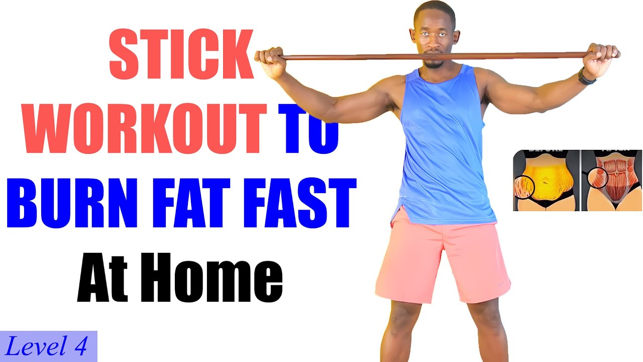 30-Minute FULL BODY STICK WORKOUT FOR FAT BURNING - YouTube