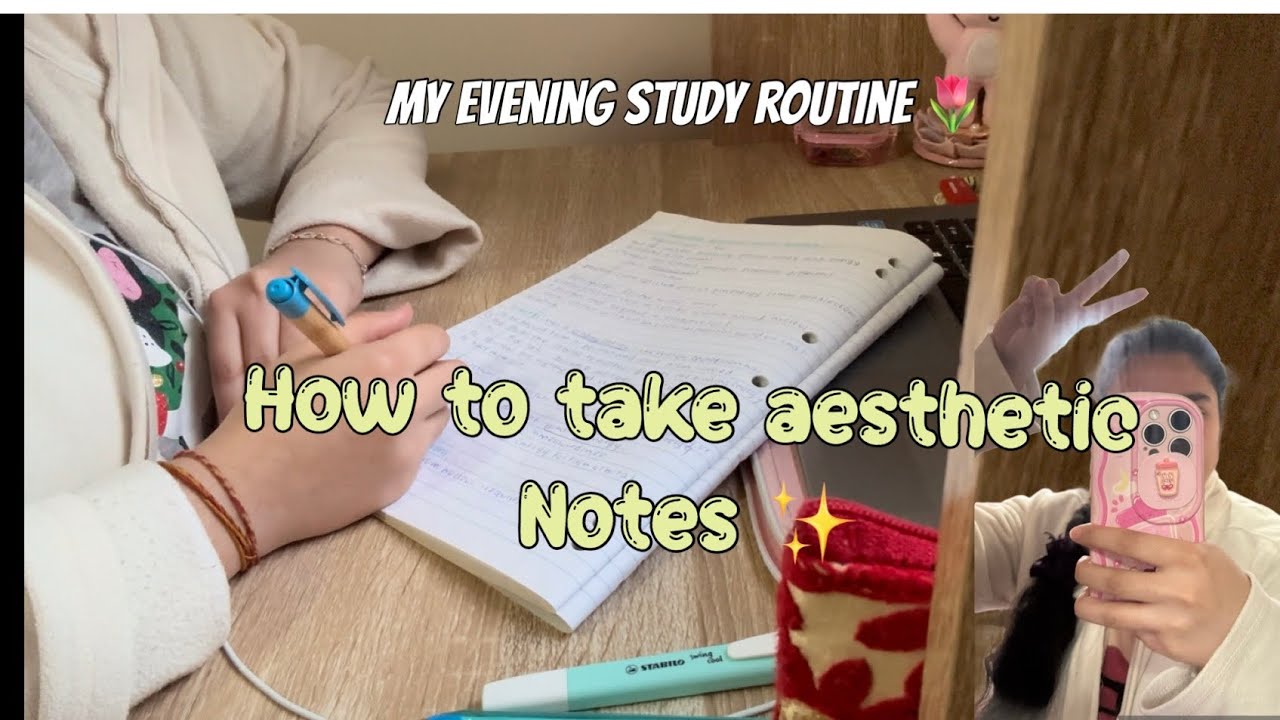 How to take aesthetic notes🌷 💕 Aesthetic study || evening study routine ...