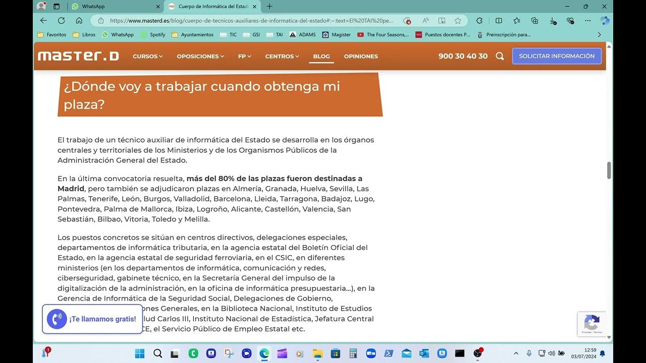 TAI más del 80% de las plazas son en Madrid. Prof. Ingeniero Informático Eduardo Rojo Sánchez ...
