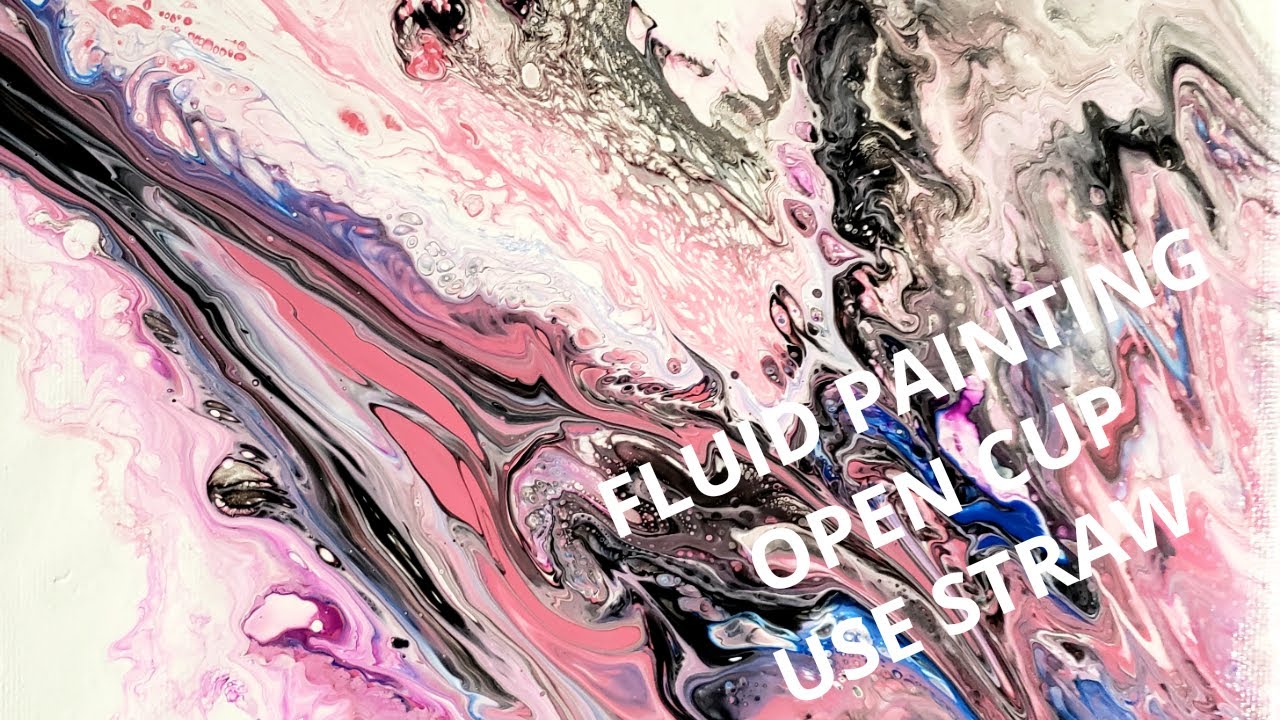 Open cup fluid painting/Abstract/Fluid Acrylic painting/straw to blow ...
