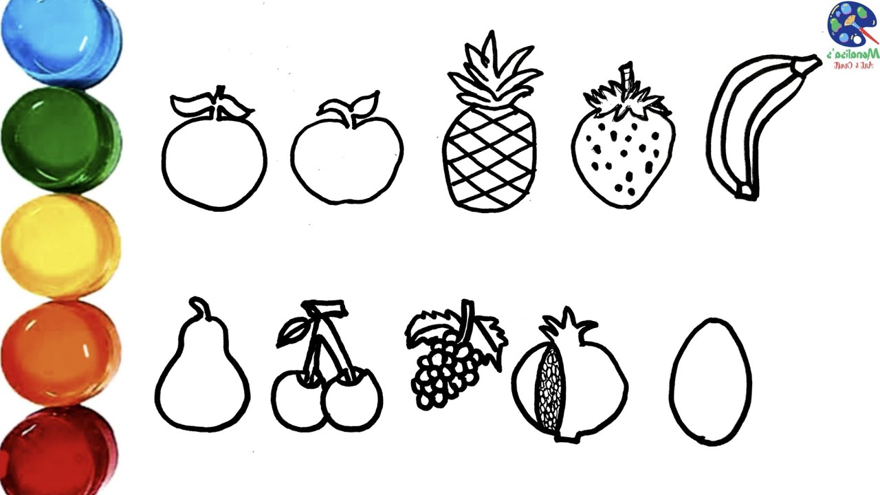 Easy fruit drawing for kids | step by step fruits drawing and colouring ...