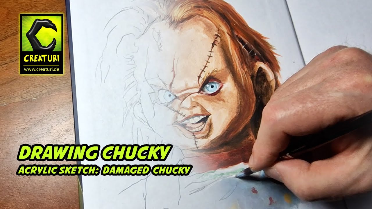 Drawing "Damaged" Chucky - YouTube