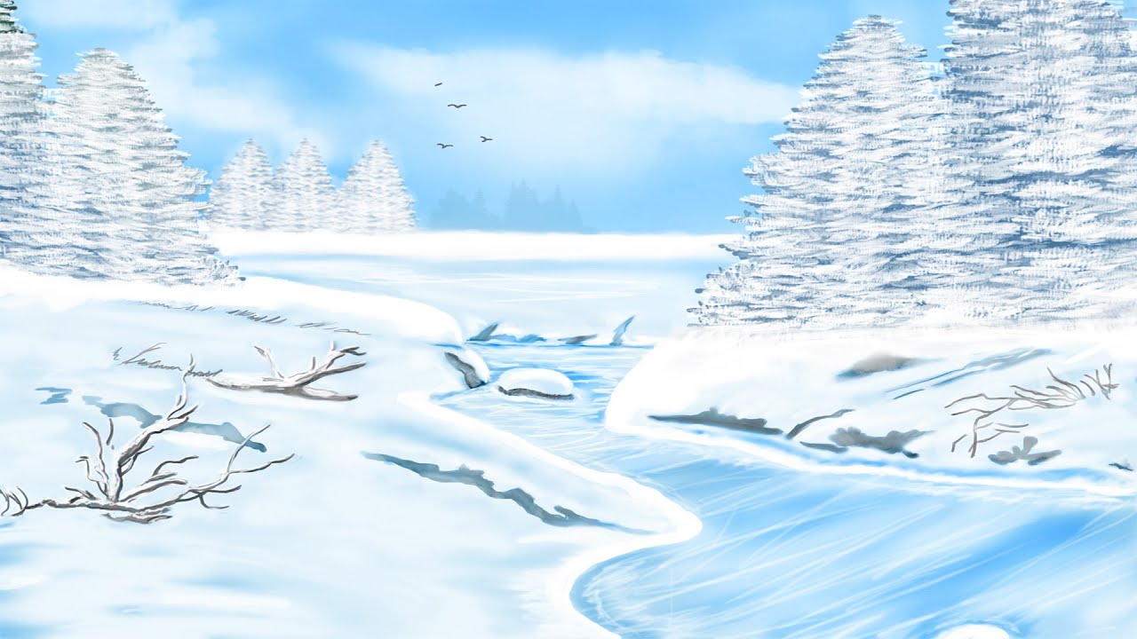 SNOWY LANDSCAPE AMBIENCE | RELAXING WINTER SCENE | COLD BLOWING STORM ...